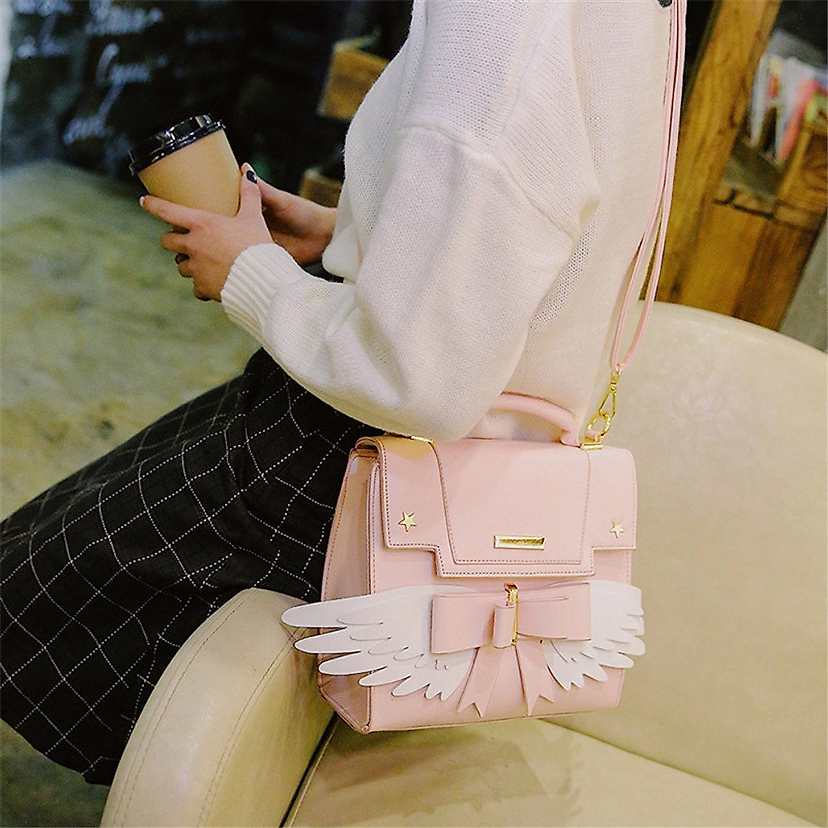 Smilovely Cardcaptor Sakura Angel Wings Bowknot Cute Lolita Handbag Anime Cosplay Shoulder Bag