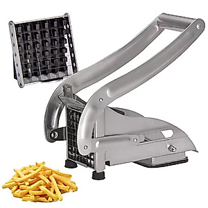 CQKWCGAB French Fry Cutter with 2 Thicker Blades | Press to Cut| non-slip mat |Cucumber,Vegetable Carrot and Potato Slicer | Fit with Air Fryer | Cutting Machine Tools for Kitchen (Extra Thicker)