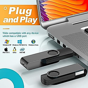 2GB Thumb Drive Bulk Pack of 5 USB 2.0 Flash Drives Value Black Pendrive 2 GB Portable Keychain Zip Drive Metal Memory Stick Multipack Swivel Jump Drive Data Storage as Clients Promotion Item