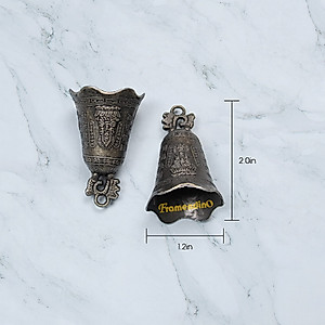 Framendino, 10 Pack Mini Pray Buddha Feng Shui Bell Pendant for Crafts Home Garden Decorative Bronze