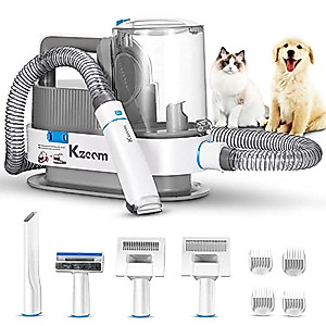 Kzoom Pet Clipper Grooming Kit with Vacuum Suction and Vacuum Picks Up 99% Pet Hair,2.5L Large Capacity Pet Hair Collection Box,Low Noise Pet Grooming Vacuum with Dog Clippers (White 2)