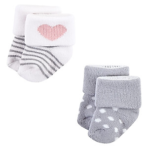 Hudson Baby Unisex Baby Cotton Rich Newborn and Terry Socks, Strawberry, 6-12 Months