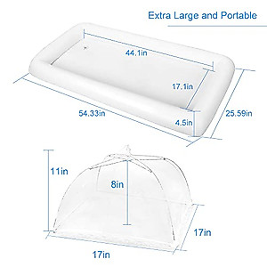 1PCS Inflatable Serving Bars and 3PCS Mesh Food Umbrella Covers Tent for Outdoor,Keep Salads Beverages Ice Cold - For Parties Indoor & Outdoor BBQ, Picnic Pool Party Supplies Luau Cooler