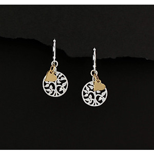 Daughter in Law Gift • Welcome to Our Family Tree • Sterling Silver Leverback Earrings • Gifts for Stepdaughter or Future New Daughter In Law • Silver Tree Gold Heart Charm • Jewelry for Women