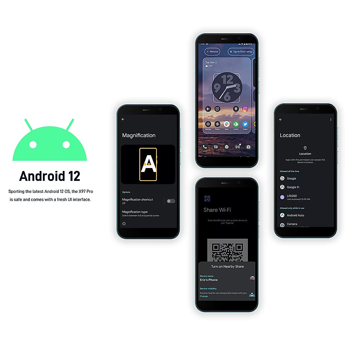 DOOGEE X97 Pro Android 12 Smartphone, 4GB+64GBUnlocked Cell Phone, 12MP Camera+5MP Camera, 6.0" HD+ Screen 4200mAh Battery Dual SIM GSM Unlocked Phone NFC GPS Face ID FM US Version, Blue