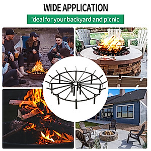 32in Fire Grate Log Grate, Round Spider Wagon Wheel Firewood Grates, Heavy Duty Fire Pit Grate for Outdoor Campfire, Hearth Wood Stove and Outdoor Camping Fire Pit Black