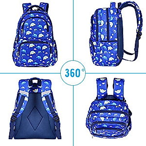 Unineovo Backpack for Boys, Car Backpack,Lunch Box Schoolbag for Kids, Kids Boys Water Resistant Laptop Backpack,Lightweight Bookbag with Pencil Case,3 Pcs Set Nylon Side Pocket Backpack for School