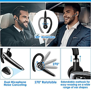 Bluetooth Headset V5.0, Talktime Bluetooth Earpiece CVC8.0 Noise Cancelling Wireless Headset Hands-Free with Microphone in Ear for iPhone Samsung and Android Cell Phones Laptop Truck Driver
