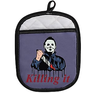 WZMPA Horror Movie Pot Holders Killer Fans Gift Killing It Kitchen Baking Glove for Film Fans (Killing It Holder)