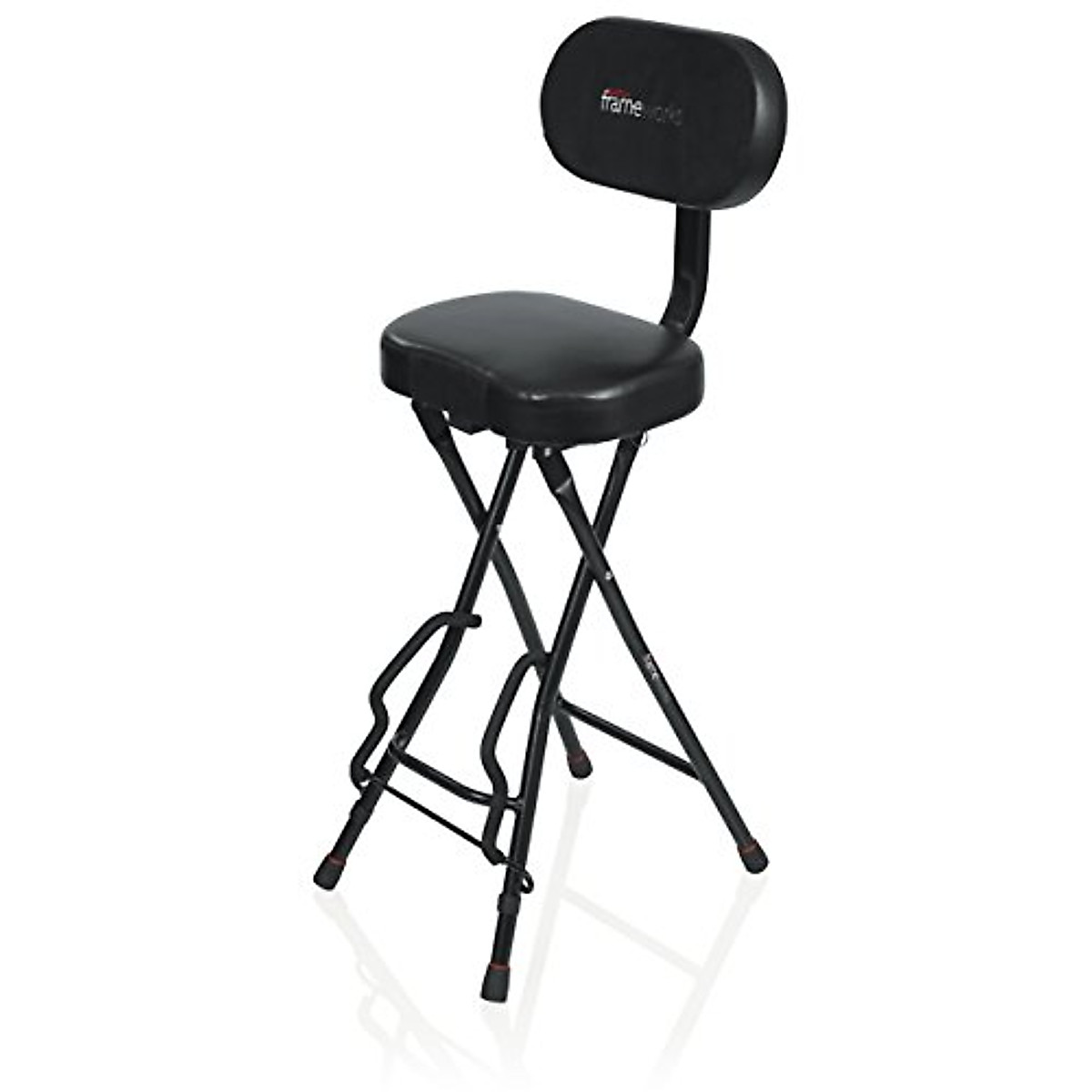 Gator Frameworks Guitar Seat with Padded Cushion, Ergonomic Backrest and Fold Out Guitar Stand; Holds both Acoustic and Electric Guitars (GFW-GTR-SEAT)