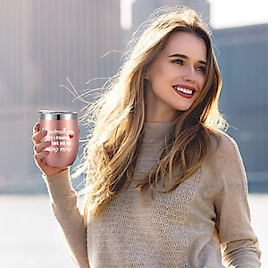 Wine Tumbler Godmother Appreciation Gift Godmothers Are a Blessing Thank You for Being Mine, Baptism Gift Wine Glass Tumbler with Lid, Straw and Gift Box (Rose Gold)