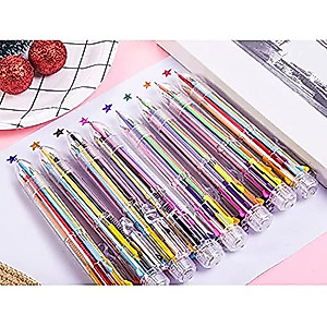 Hicarer 16 Pack Multicolor Pens 8-in-1 Retractable Ballpoint Pens 8 Colors Transparent Barrel Ballpoint Pen for Office School Supplies Students Children Gift