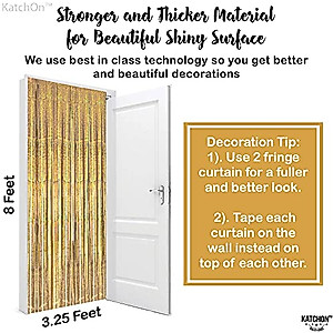 KatchOn, Champagne Gold Fringe Curtain Backdrop - Large, 6.4x8 Feet, Pack of 2 | Iridescent Gold Backdrop Curtain, Gold Streamers Party Decorations | Gold Curtain, New Years Eve Party Supplies 2024