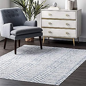 nuLOOM Rosanne Machine Washable Geometric Runner Rug, 2' 6" x 8', Blue