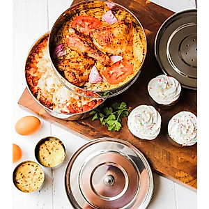 Ecozoi Premium Extra Deep Stackable Steamer Insert Pans Pot in Pot for Instant Pot 6, 8 Quart Instant Pot Accessories - 2 Tier | Interchangeable Lids | Comes with 5 Additional Mini Cups for Baking