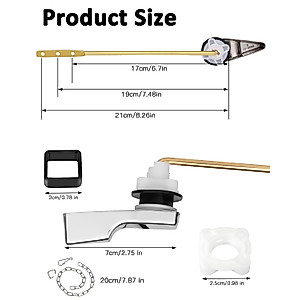 Toilet Handle Replacement Kit, 702 Universal Toilet Flush Handle, Zinc Alloy Toilet Tank Trip Lever with H2 Brass Arm Front-Mount Compatible with American Standard, Mansfield Toilet, Silver
