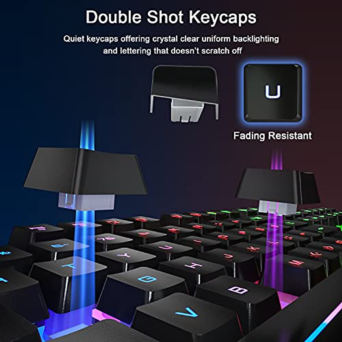 Mftek Gaming Keyboard And Mouse Combo With Large Mouse Pad Rgb Rainbow Backlit Gaming Keyboard