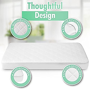 GOTS Certified Organic Cotton Waterproof Crib Mattress Protector ~ Non-Toxic ~ Hypoallergenic ~ Quilted and Cool Comfort ~ Safe and Snug Fit for Standard Size Crib Mattress