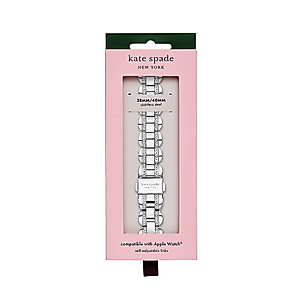 kate spade new york stainless steel band for 38/40/41mm apple watch series 1-6, color: silver