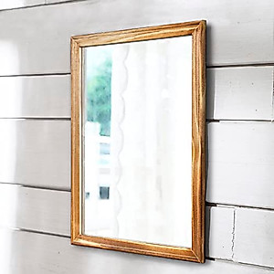 AAZZKANG Rustic Mirrors for Wall Rectangle Wood Frame Mirror Farmhouse Bedroom Bathroom Decorative Mirror with Hanging Rope