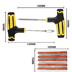 YÁSEZ Car Tire Repair Tools Kit with Rubber Strips Tubeless Tyre Puncture Studding Plug Set