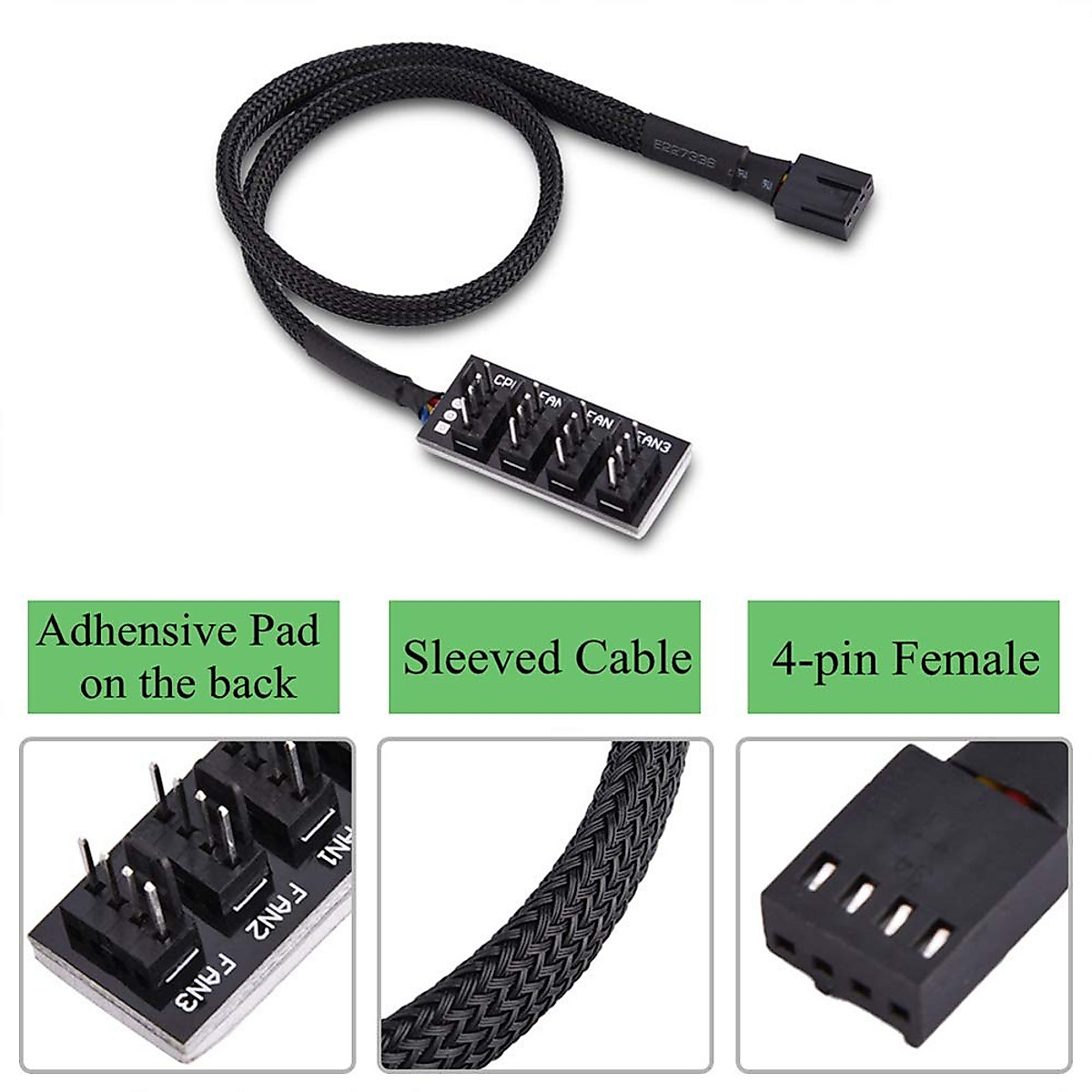 PWM Fan Hub, 4-Pin Computer CPU/Case Fan Power Multi Splitter Connector Cable Adapter for Computer Cooler Fans