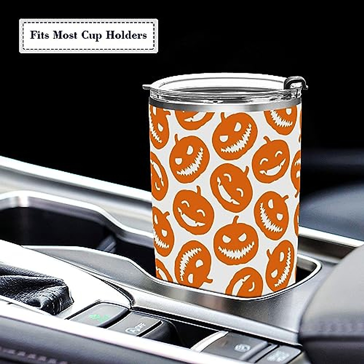 Jihqo Halloween Pumpkin Orange Tumbler with Lid and Straw, Insulated Stainless Steel Tumbler Cup, Double Walled Travel Coffee Mug Thermal Vacuum Cups for Hot & Cold Drinks 12oz