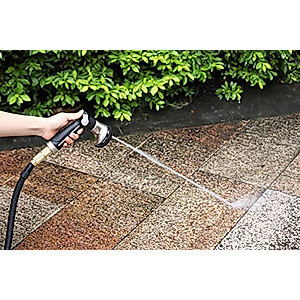 ESOW Garden Hose Nozzle 100% Heavy Duty Metal, Water Hose Sprayer with 8 Watering Patterns, Thumb Control On Off Valve, High Pressure Nozzle Sprayer for Watering Plants, Car and Pet Washing, Black