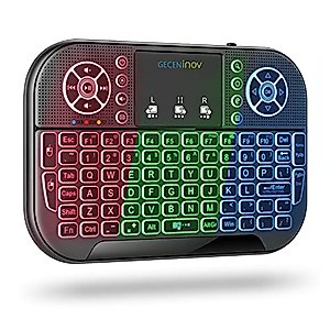 Gecen Mini Wireless Keyboard with RGB Backlit, 2.4GHz Wireless Mini Keyboard Rechargeable Controller with Touchpad Mouse Combo, Compatible with Android TV Box, IPTV, HTPC, Smart TV, PC,etc.