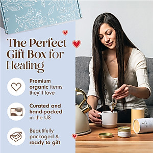 Unboxme Get Well Gift Box - USDA Organic Get Well Soon Self Care Package for Women | Fluffy Socks, Mug, Lemon & Ginger Tea Set, Sea Salt, Sage Scented Candle, Sending Hugs Card | Feel Better Basket