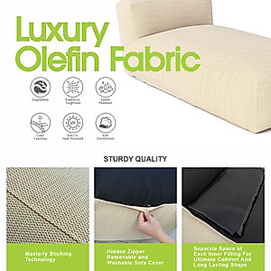 OPEAK Patio Furniture Chaise Lounge Chair Outdoor Reclining Chair Garden Pool Lounge Chairs for Outside Sunbathing Recliners Outdoor Bed Beach Chaise Lounge Chair Sunbed (Light Orange, 70'' Length)