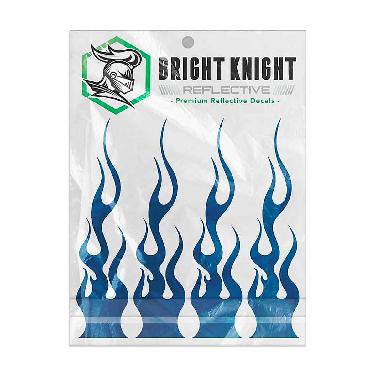 Bright Knight Reflective Flame Stickers, 4 Pcs Blue Reflective Car Sticker Decal with 3M Retro-Reflective Vinyl, Self-Adhesive Outdoor Waterproof Safety Flame Decals for Trucks, Cars, and Helmets
