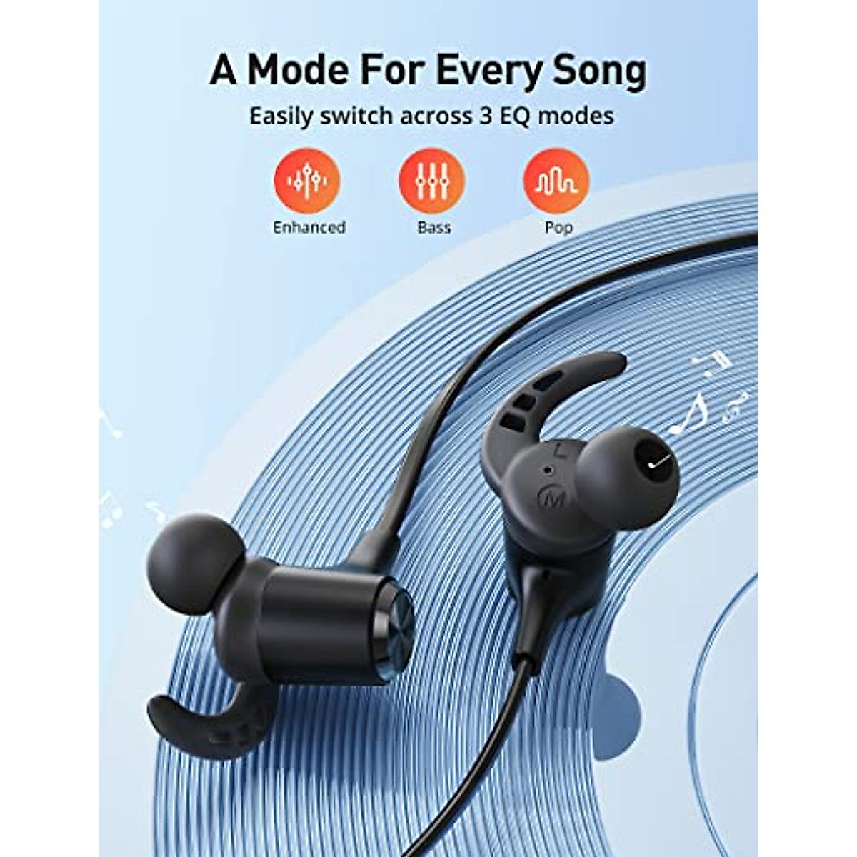 Bluetooth Headphones, Bluetooth 5.2 Stereo aptX Wireless Earbuds Bass Magnetic IPX7 Waterproof Open Earbuds Bulit-in Mic with 24H Playtime, Lightweight Neckband Earphones for Sport, Gym, Running