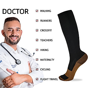 sainberth Compression Socks for Women & Men Circulation 4 Pairs 15-20mmHg for Nurse,Medical,Running,Athletic Support Socks,Black