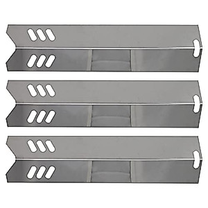 3-Pack BBQ Grill Heat Shield Plate Tent Replacement Parts for Dyna-glo DGB495SPB - Compatible Barbeque Stainless Steel Flame Tamer, Guard, Deflector, Flavorizer Bar, Vaporizer Bar, Burner Cover 15"