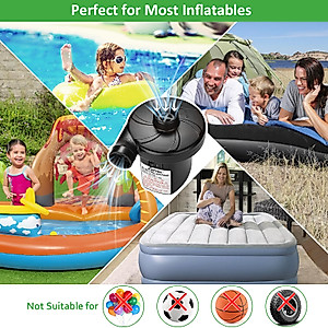 Electric Air Pump, AGPtEK Portable Quick-Fill Air Pump with 3 Nozzles, 110V AC/12V DC, Perfect Inflator/Deflator Pumps for Outdoor Camping, Inflatable Cushions, Air Mattress Beds, Boats, Swimming Ring