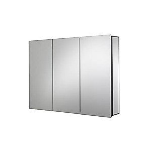 Croydex Brantley Tri-View Recessed or Surface Mount, Hang 'n' Lock Easy Installation Medicine Cabinet, 36W x 26H, Aluminum