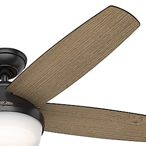 Hunter Fan 52 inch Contemporary Matte Black Indoor Ceiling Fan with Light Kit and Remote Control (Renewed)