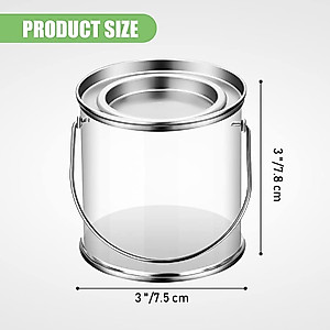 Mautacly Paint Bucket Clear Bucket with Metal and Handle Decorative Clear Plastic Bucket Storage Clear Paint Can 8 Pack