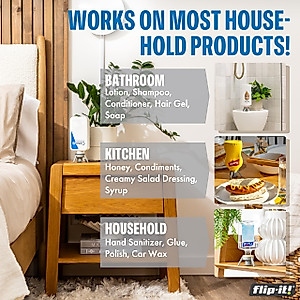 Flip-It! 2-Pack Premium Bottle Emptying Kit – No more wasted product - Fits most plastic bottles – Get out every drop of Shampoos, Lotions, & More – 2 Base Caps, 6 Adapters – Pastel Color Edition