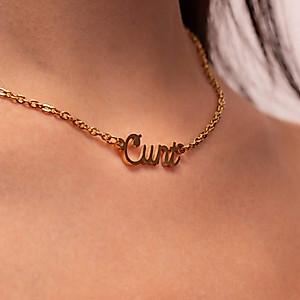 kink ink Cunt Necklace Gold Plated Stainless Steel Chain for Sexy Kinky Adults