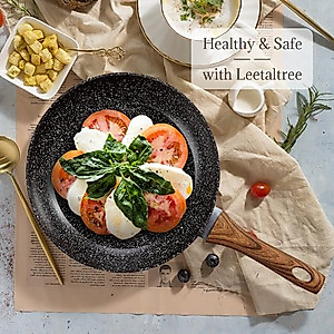 Leetaltree Nonstick Cookware Sets - 16 Pieces Pots and Pans with Utensils and Steamer, Nonstick Cast Aluminum Kitchen Cookware with Bakelite Handles, Non Toxic, PFOS/PFOA Free (Black)