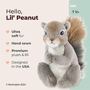 Bearington Lil' Peanut The Squirrel Stuffed Animal, 7 Inch Realistic Stuffed Animal