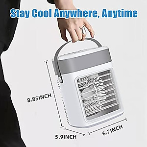 Portable 4-in-1 Air Conditioner with 3 Wind Speeds, 500ML Water Tank, Evaporative Air Coole with Timer and Spray Function, Personal Cooling Fan for Bedroom, Office, Desk and Camping