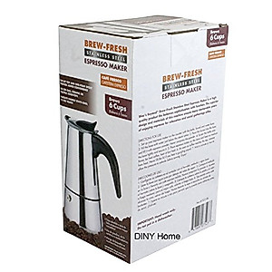 6 Cup Brew-fresh Stainless Steel Italian Style Expresso Coffee Maker for Use on Gas Electric and Ceramic Cooktops(an Expresso Cup Is Apx 2.50 Ounces, or 70ml)