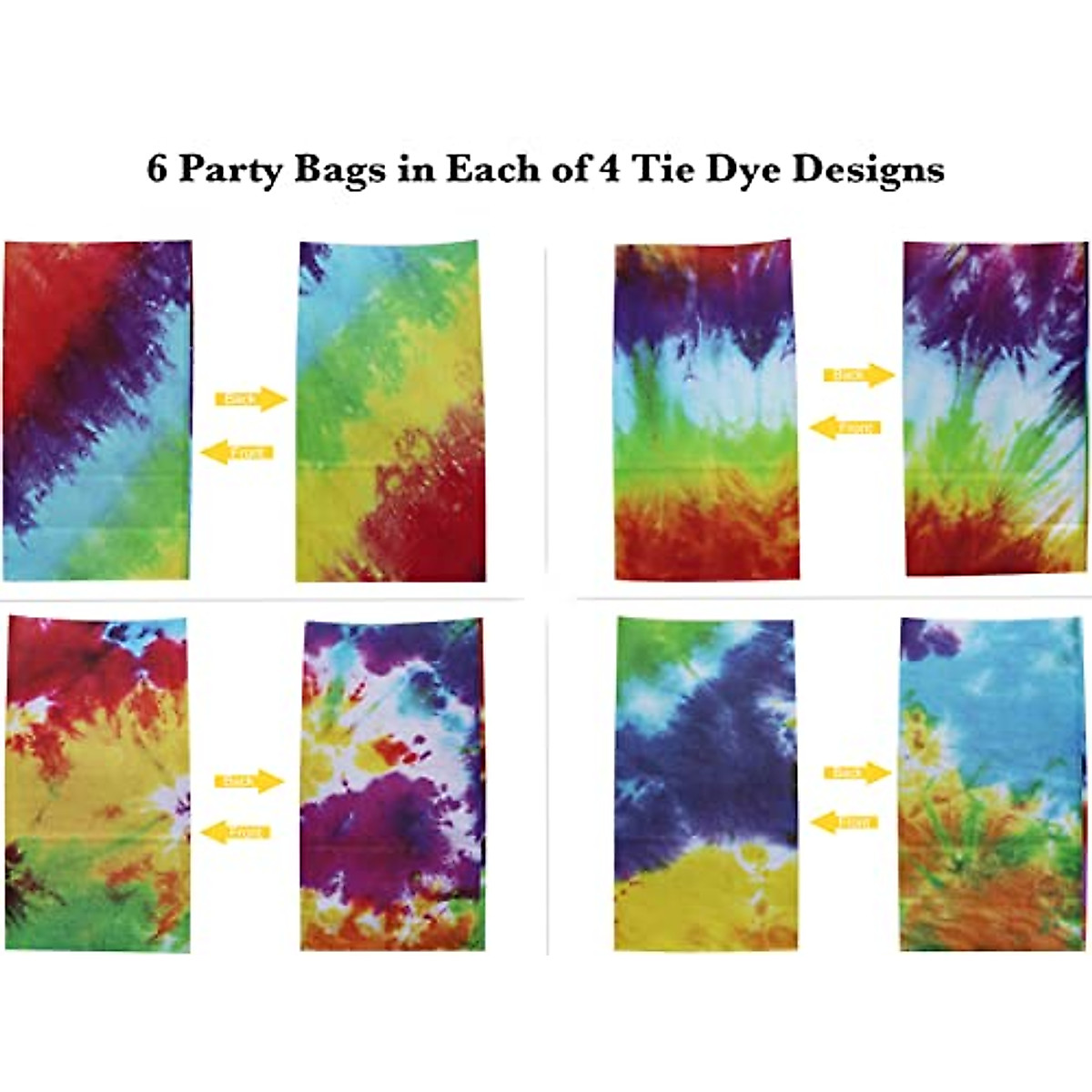 ZhaoCo 24 pcs Party Favor Paper Bags, Tie Dye Wrapped Treat Bags 5.1''x3.2''x9.5'' Party Bags Goodie bags for Kids Birthday, Baby Showers, School Lunches