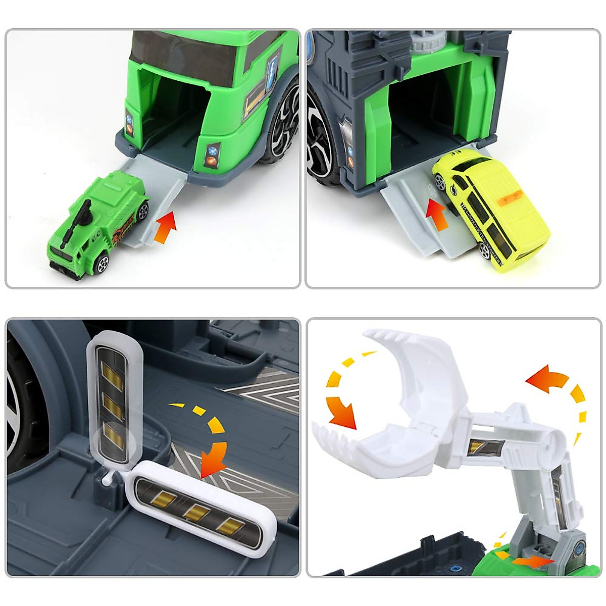 Siairo Dinosaur Toys, Dinosaur Truck Carrier, Dinosaur Transport Truck Car Toy for Kids 3 4 5 Year Old, with 3 Cars, 3 Dinosaurs, Manipulator, Helicopter, Cage, Gift for Boys Kids Toddlers