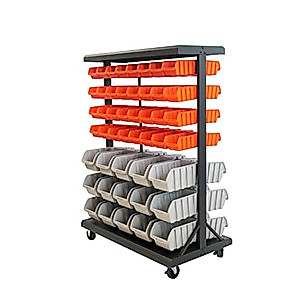 TRINITY Dual-Sided Mobile, Black Rolling Bin Rack 19.75 x 35.50 x 48.50 inches