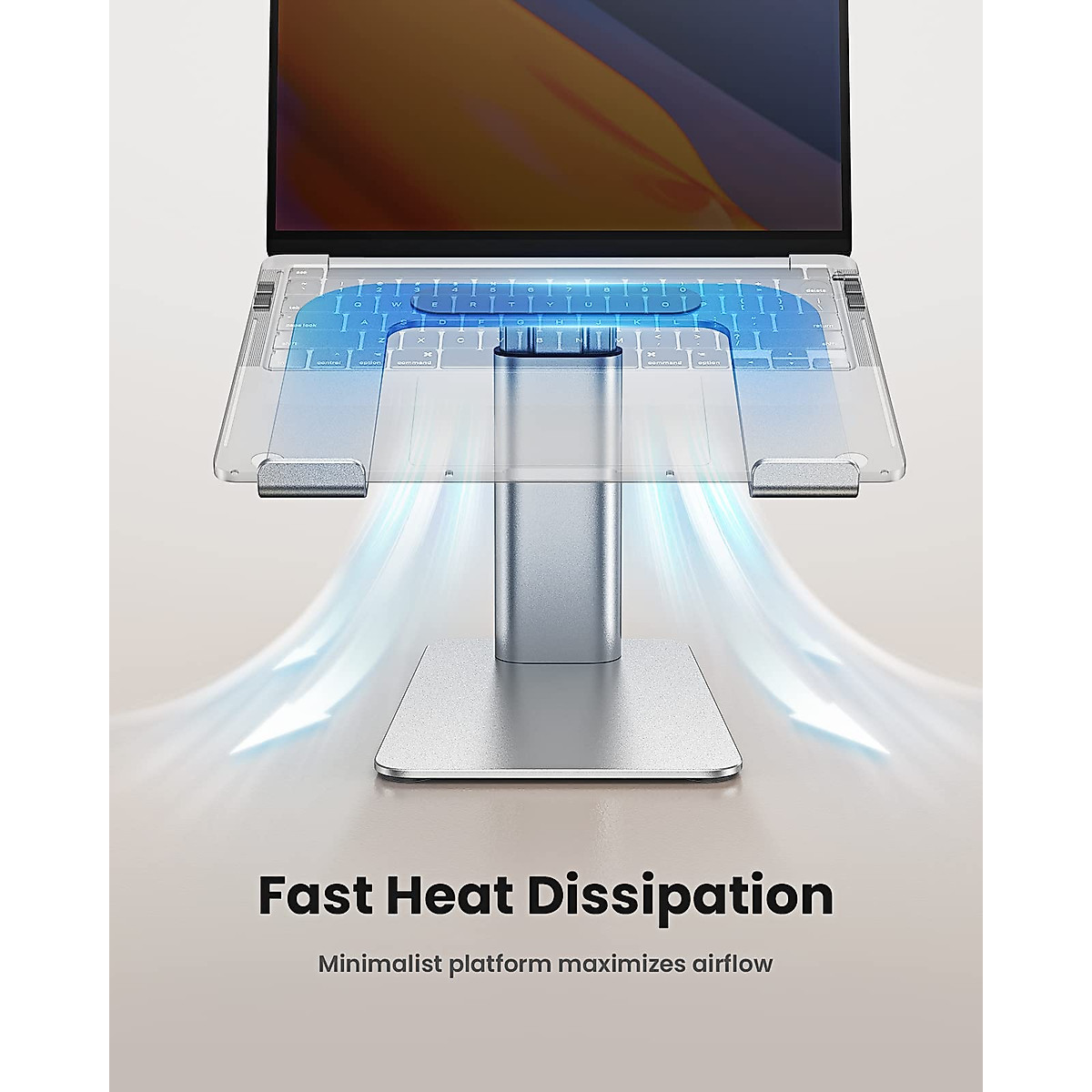 ErGear Adjustable Laptop Stand for Desk, Aluminum Ergonomic Laptop Stand Adjustable Height, Laptop Riser Computer Stand Holder Compatible with Air, Pro, Dell, Lenovo More 10"-15.6" Laptops, Silver