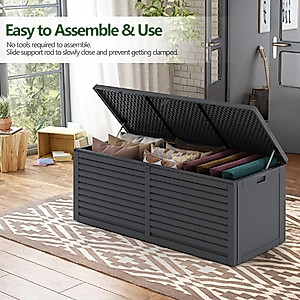 BTMWAY 130 Gallon Outdoor Storage Deck Box Water-proof Resin Cabinet for Patio Cusions,Garden Tools,Pool Supplies,Lockable Strong Bearing Lid,Slide Support Rod,Lightweight,Weather-resistant (Black)